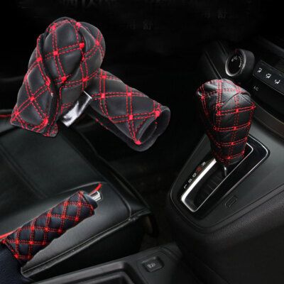 Universal Car Hand Shift Knob Cover PU Leather Handbrake Non-Slip ...