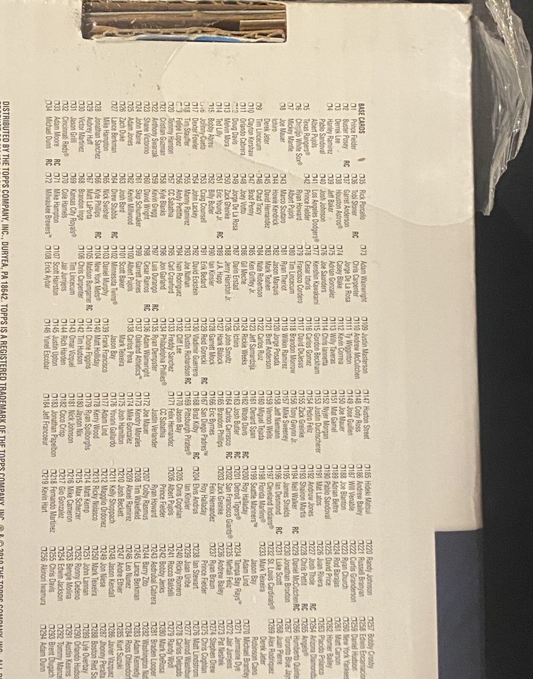 2010 Topps Baseball Factory Sealed Complete Set (Mickey Mantle Gold ...