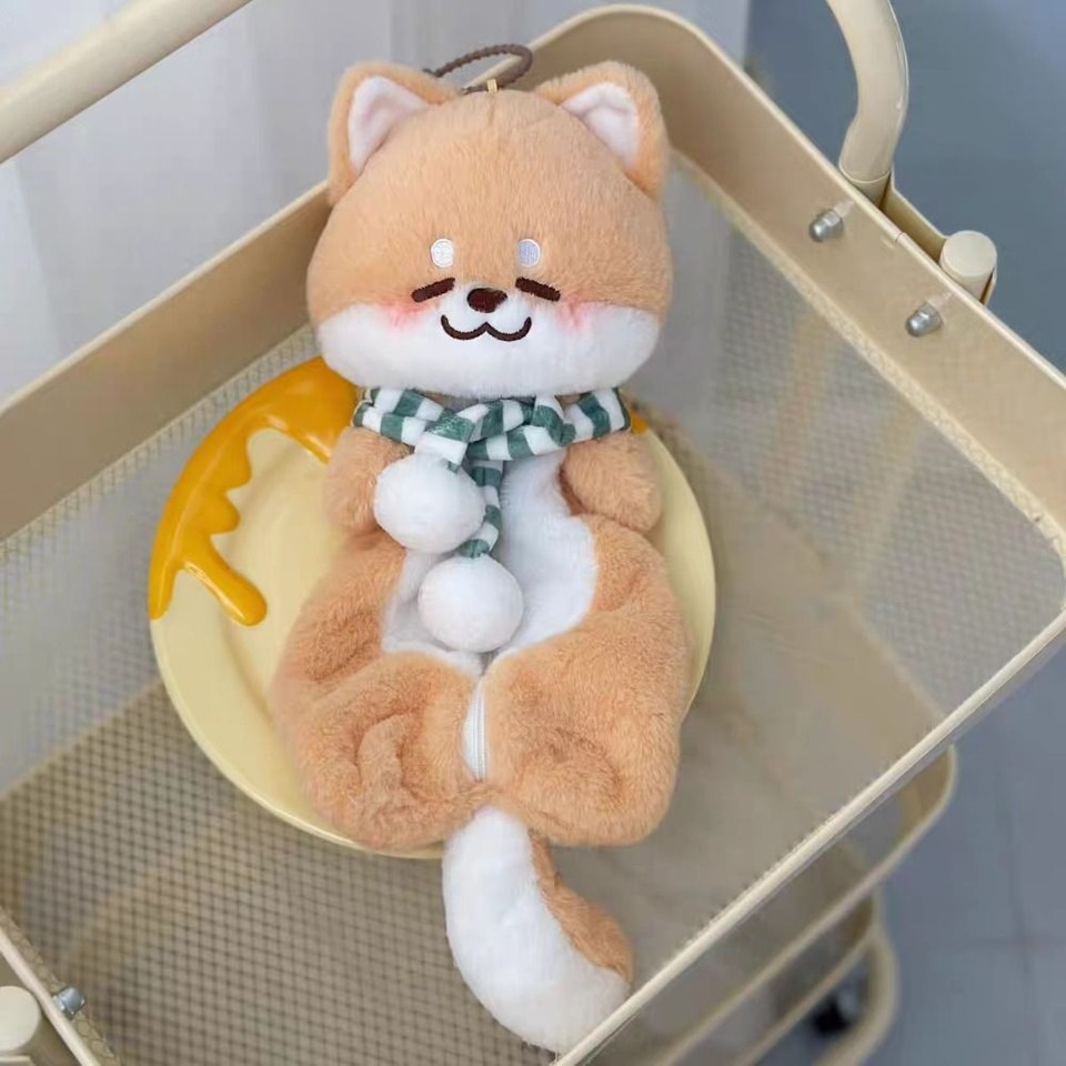 Plush Pen Bag Cartoon Puppy Pen Boxes INS Stationery Organizer Student ...