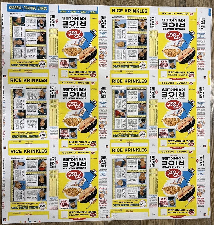 1961 Post cereal baseball reproduction press sheet of all 6 Rice ...