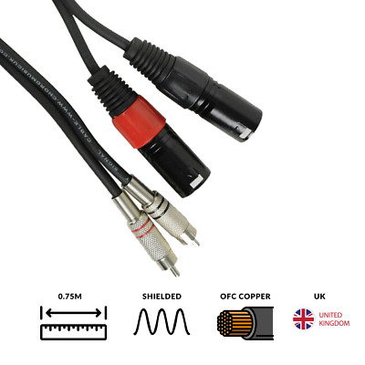 Dual XLR to Phono Cable 2x RCA Male to 2x XLR 3 PIN Plug Audio LEAD 0 ...