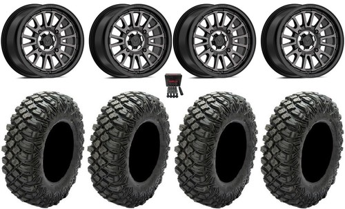Valor V14 15" Wheels Dark Tint 30" Crawler XR Tires Yamaha Wolverine ...