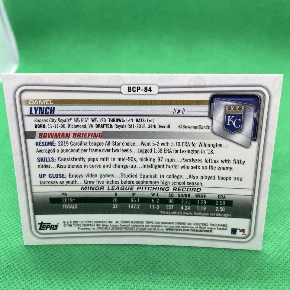 2020 Bowman #BCP-84 Daniel Lynch Chrome Prospects | eBay
