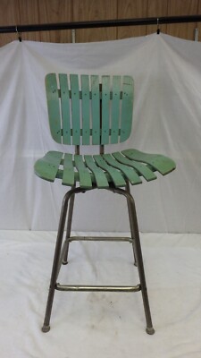 Vintage Mid Century Slat Swivel Bar Stool Tiki Mod Arthur Umanoff Style ...