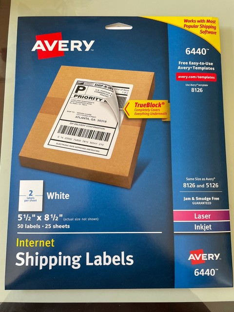 Avery 50 Labels 6440 8126 5126 Laser Inkjet 5 1/2 X 8/ 1/2 " 25 Sheets ...