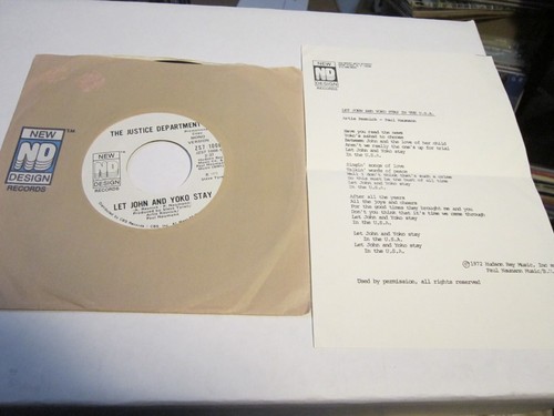 The Justice Department LET JOHN AND YOKO STAY M/S PROMO on New Design ...