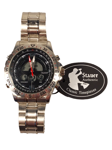 Stauer Men's Chronograph Hybrid Watch WR50 19093 Stainless Steel ...