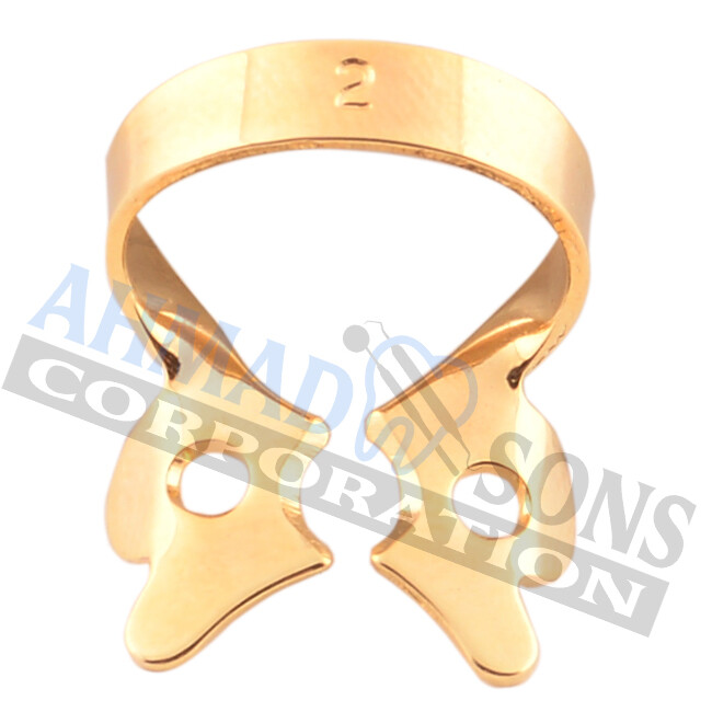 Endo #2 Dental Rubber Dam Starter Tooth Clamps Endodontic Gold Coated ...