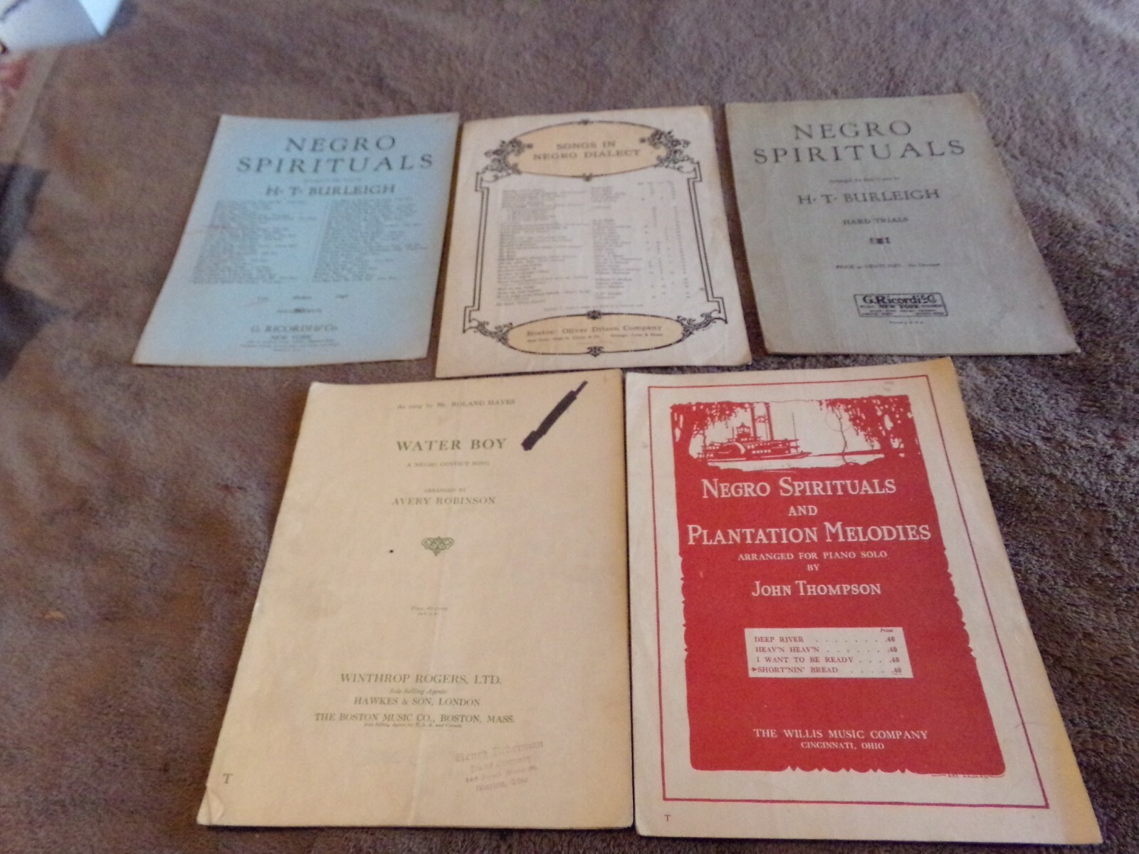 5 Fabulous Sheet Music Pieces - Negro Spirituals - Water Boy, Hard ...