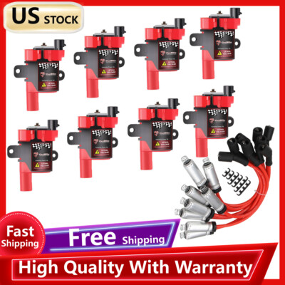 8 Pack D585 Ignition Coil & 8mm Spark Plug Wires Set 12563293 For ...
