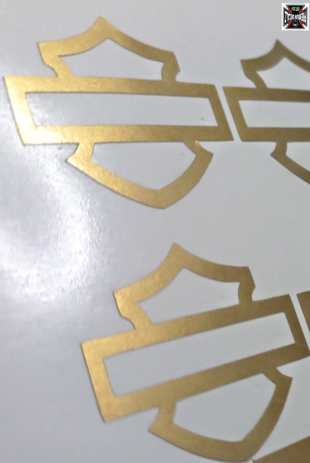 2x 100mm wide PREMIUM MATTE GOLD Harley Davidson Die Cut Tank Vinyl ...