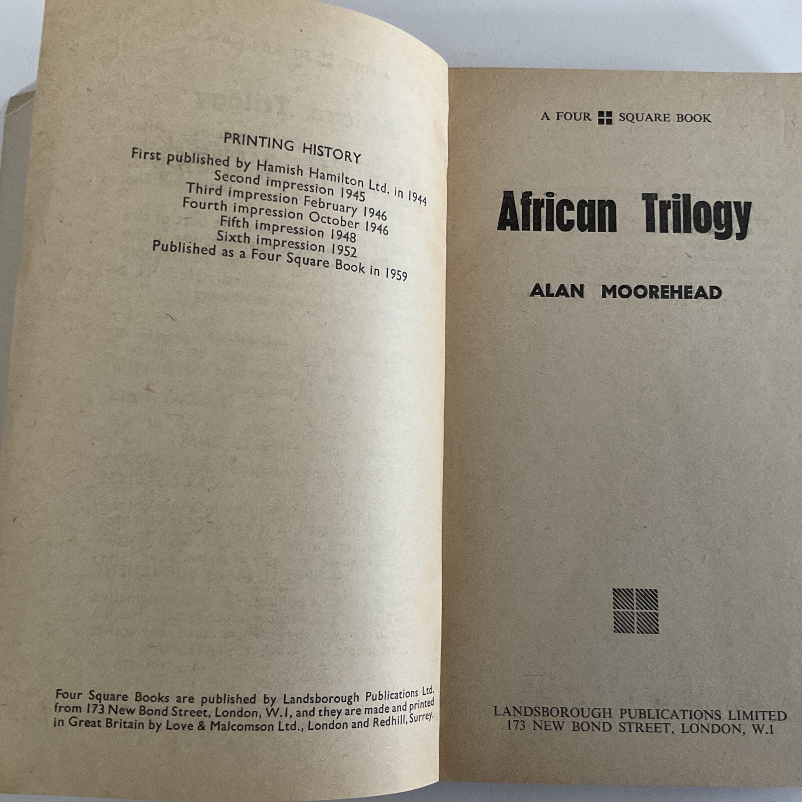 African Trilogy By Alan Moorehead - Four Square Books 1959 (M969) | eBay