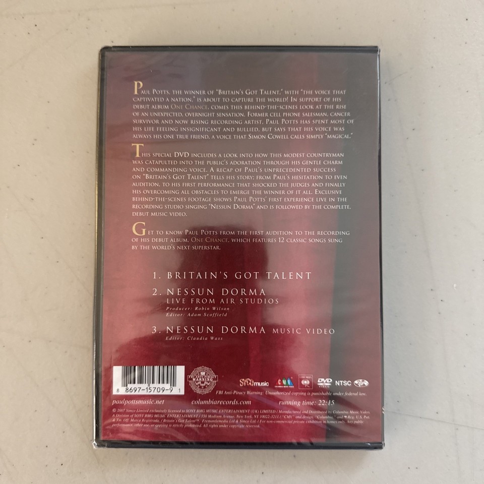 Paul Potts Taking One Chance DVD Britain's Got Talent Concert Brand New ...