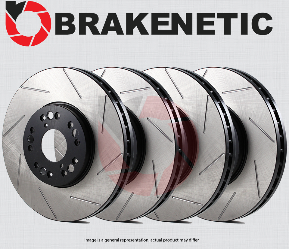 FRONT+REAR BRAKENETIC Premium Slotted Brake Rotors Tesla Model S 50. ...