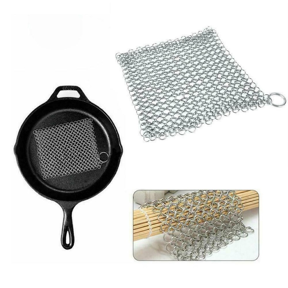 Cast Iron Cleaner Chainmail Scrubber for Cookware Kitchen Tool for Easy ...