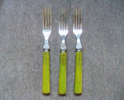 Bakelite Plastic 1930s/40s Vintage Green/Yellow/Brown Marbled Handle ...