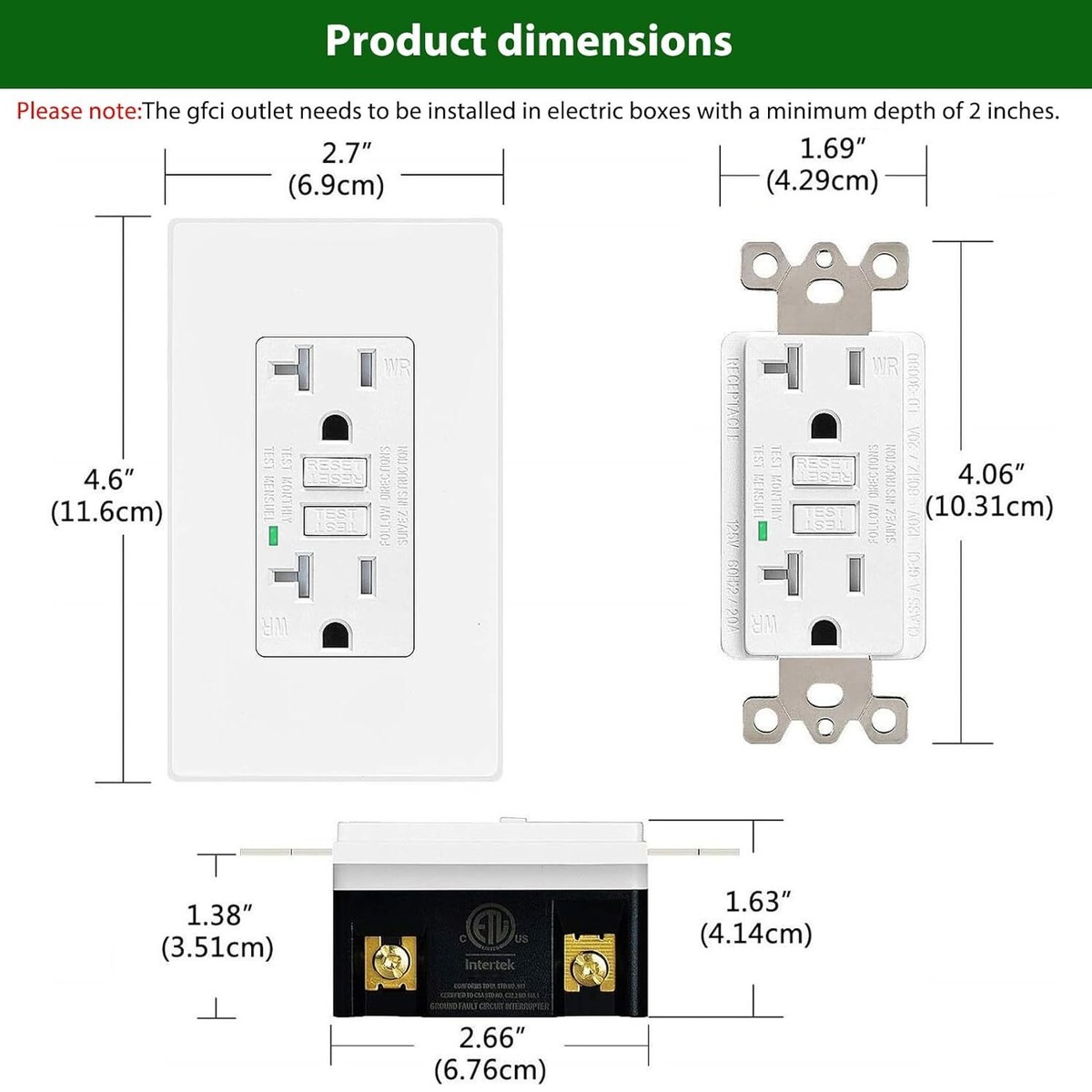 Gfci Receptacle Dimensions