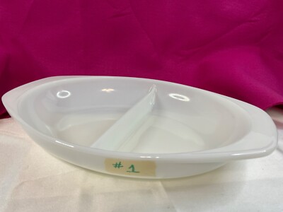 Vintage Pyrex Milk Glass Divided Serving Casserole Dish | eBay