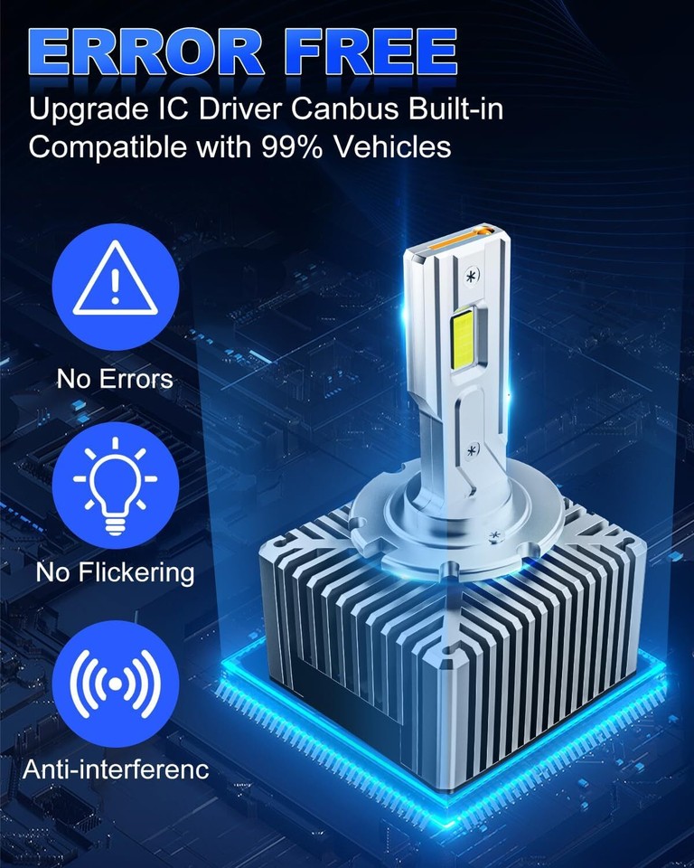 2X D1S D1R LED Headlight Bulb 6500K High Low Beam upgrade Xenon ...