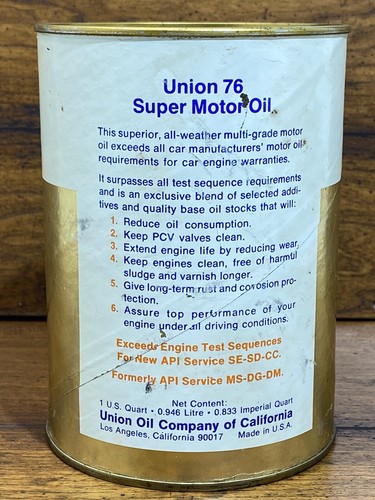 Union 76 Super Motor Oil - NET 32 FL OZ Union Oil Company of California ...