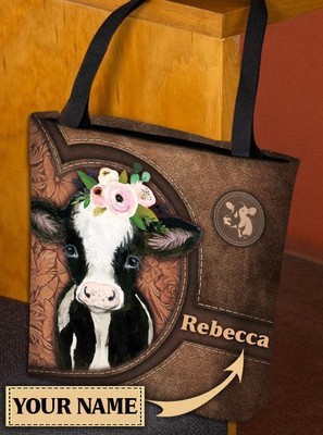 Personalized Cow All Over Tote Bag, Personalized Gift for Farmers, Cow ...