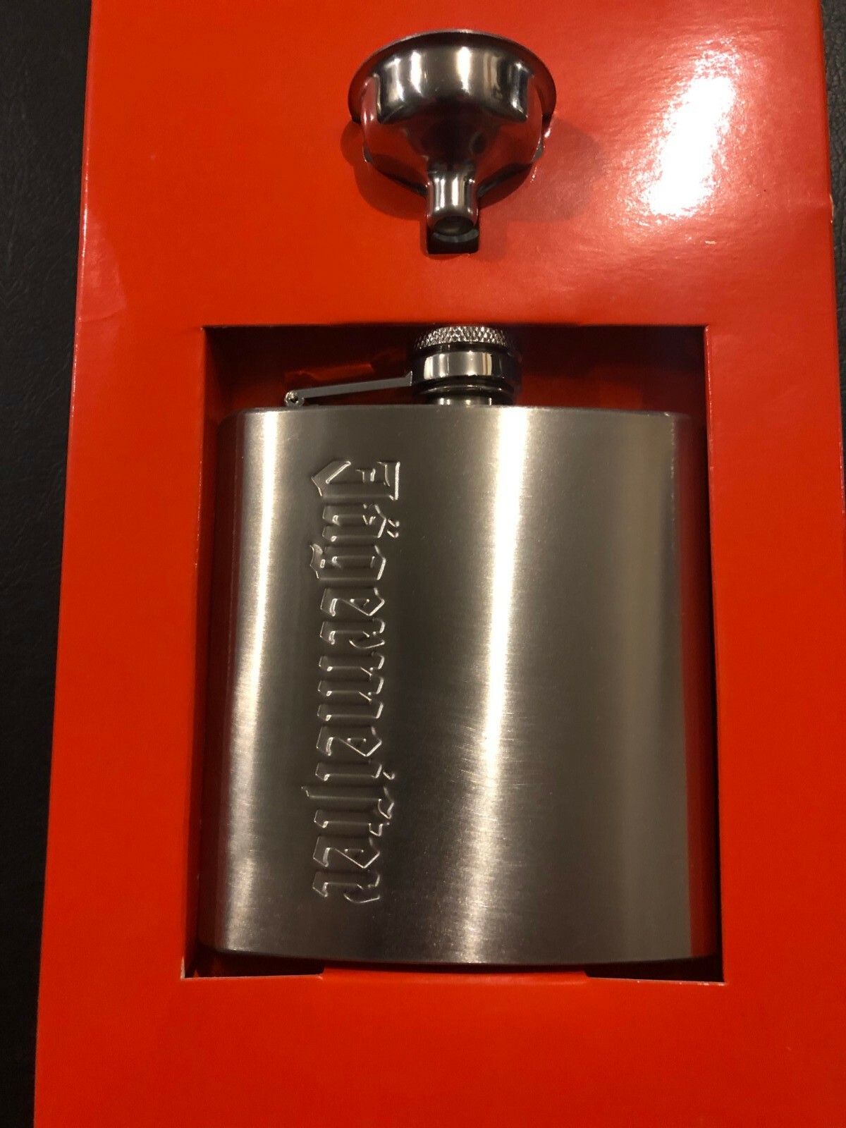 Jagermeister 6 oz. Stainless Steel Flask with Attached Screw Top and ...