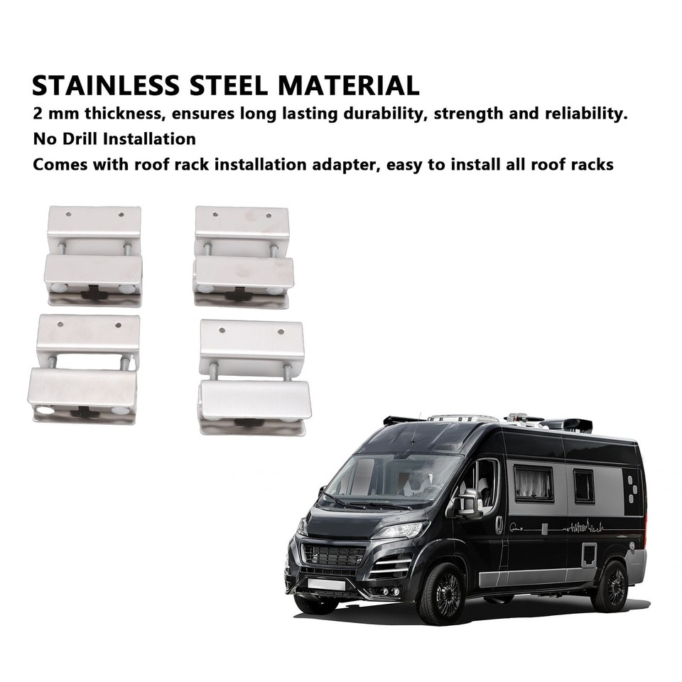 4pcs Van Roof Rack Mount Kit Stainless Steel Roof Rack Mounting ...