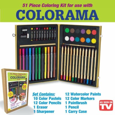 Colorama 51 Piece Coloring Art Kit Markers Pencils Paint With Case | eBay