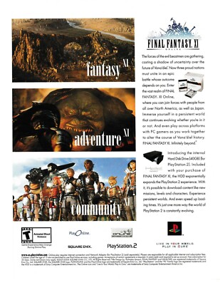 2004 VINTAGE PRINT AD - PLAYSTATION 2 AD ONLY.. FINAL FANTASY XI ONLINE ...