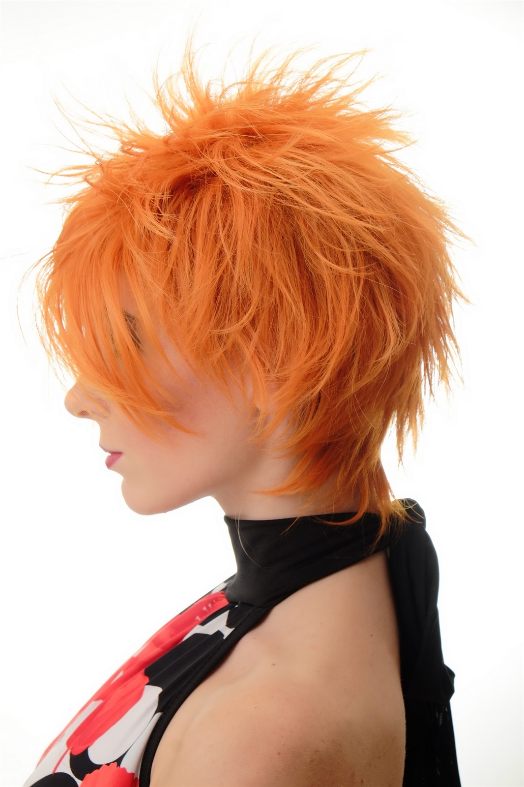 Women's Wig Short Backcombed Wild Strands 80er Wave Punk Orange BLUE144 ...