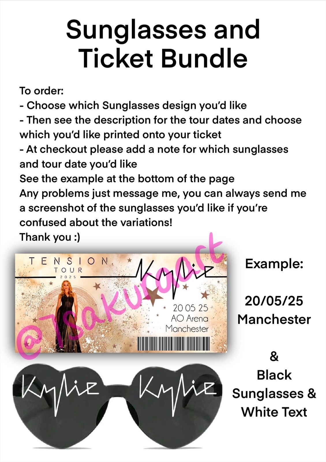 Kylie Minogue Tour Sunglasses, Kylie Minogue 2025 Tension Tour Merch ...