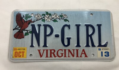 Red Cardinal Vanity Virginia License Plate NP-GIRL Vintage VA | eBay