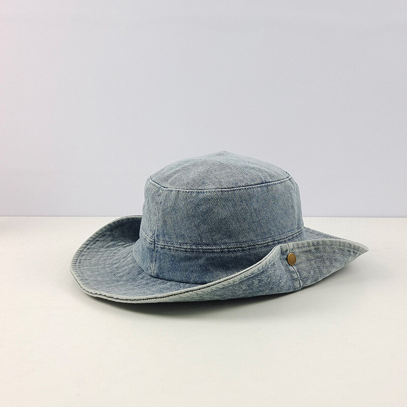 Men retro Wide Brim Western Cowboy Denim Hat Fishing Hiking Sun Denim ...