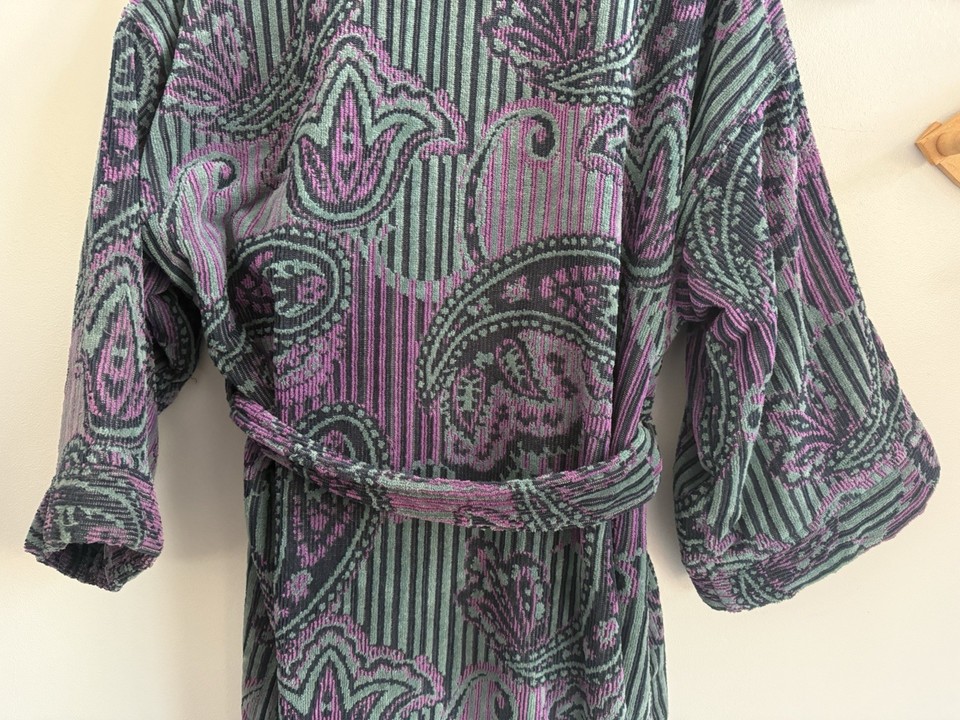 Vintage Stafford Bath Robe One Size Mens Paisley Thick Terry Cloth ...