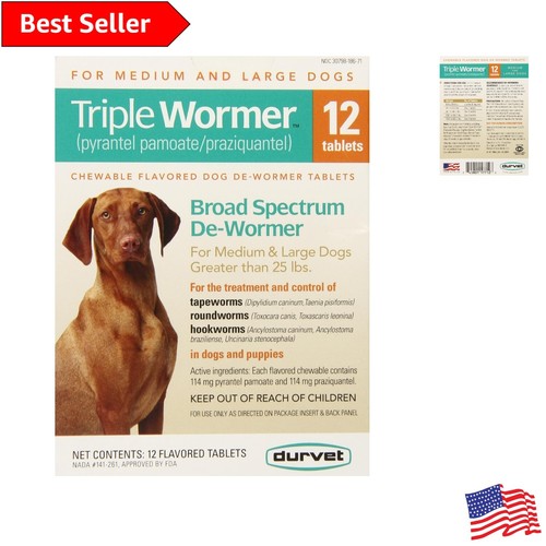 Triple Parasite Treatment Tablets for Medium and Large Dogs - 12-Pack ...