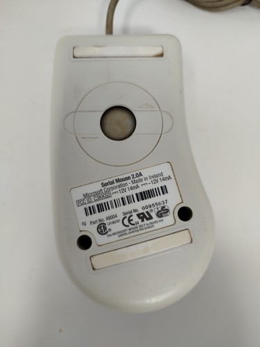 Vintage Microsoft 2.0A 2-Button Wired Serial Mouse with Track Ball- 9 ...