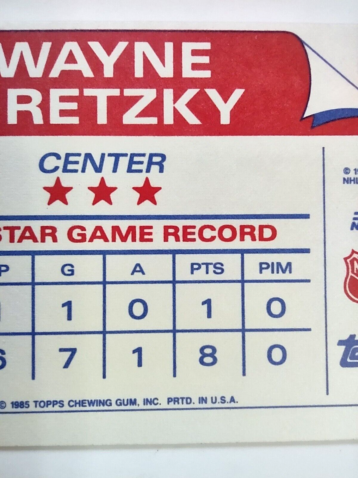 1985-86 Topps Sticker #2 Wayne Gretzky All Star Chewing Gum Edmonton ...