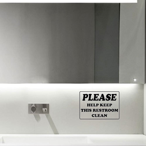 Wall Door Vinyl Decal Sticker - Help Keep Restroom Clean Sign Decal ...
