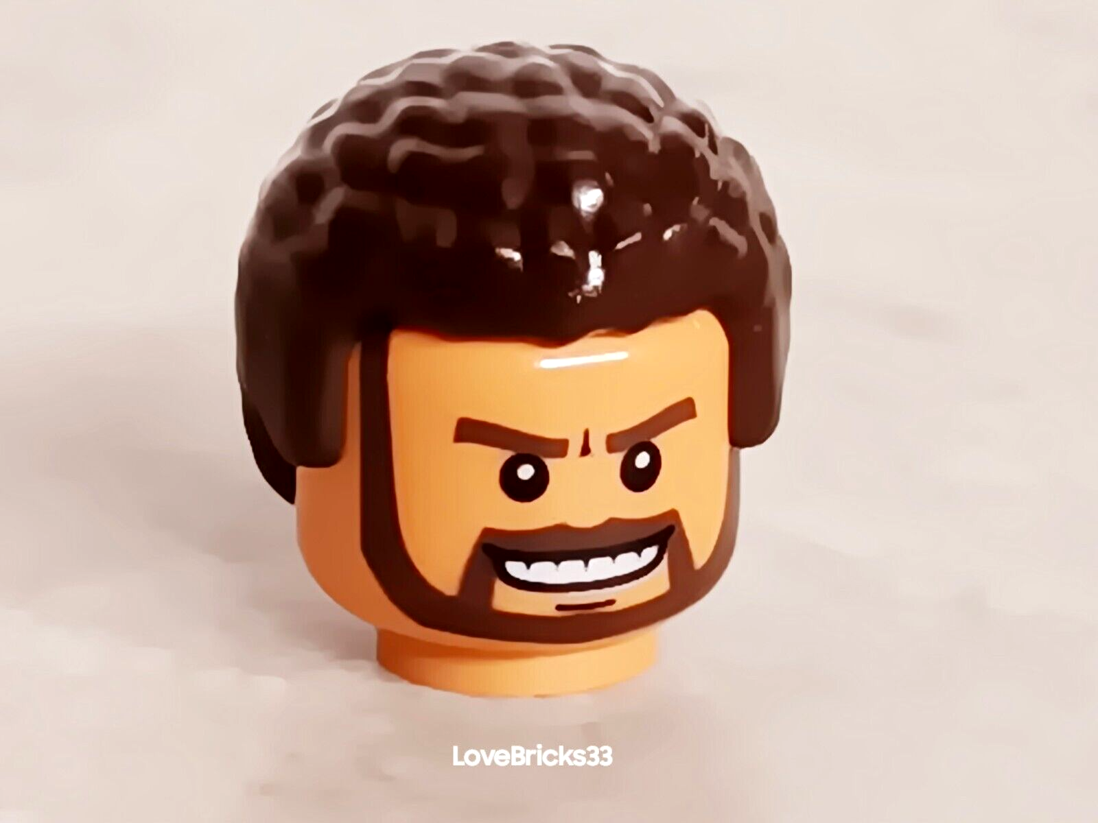 New LEGO Macho Man Head with Dark Brown Hair Great Teeth Light Brown ...