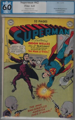 SUPERMAN #62- PGX 6.0 -1950 DC COMIC-ORSON WELLS CVR & STOREY | eBay