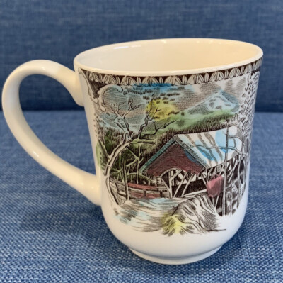 (2) MUGS- Friendly Village Covered BRIDGE- Johnson Brothers Made in England | eBay
