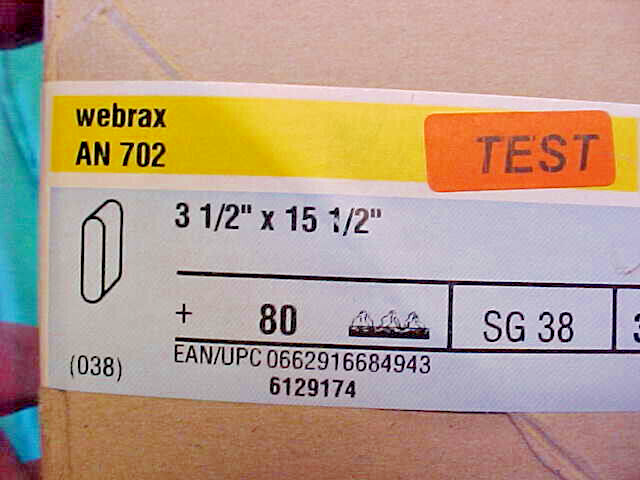 HERMES ABRASIVES WEBRAX AN 702 ALUMINUM OXIDE 3 1/2" X 15 1/2" 80 GRIT ...