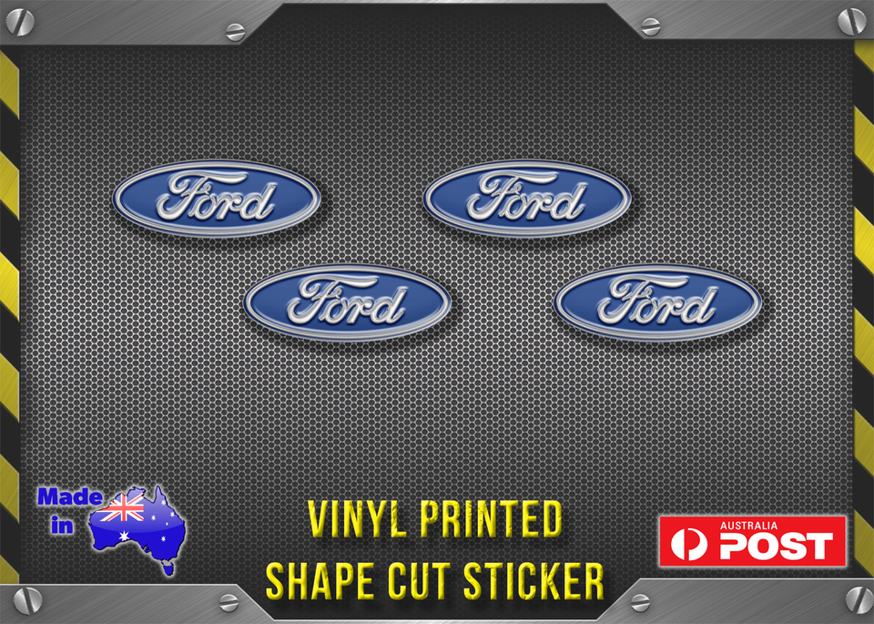 4 x Ford Logo Vinyl Sticker ENAMEL LOOK 40mm Small for Wheels Repro ...