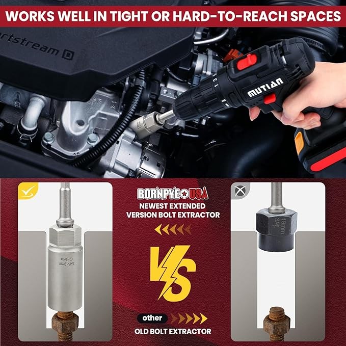 16PCS Bolt Nut Extractor Socket Set Deep Easy Out 3/8 Adapter Spark ...