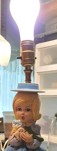 Vintage Atlantic Mold Ceramic Flower Girl Doll Lamp 16" Leviton | eBay