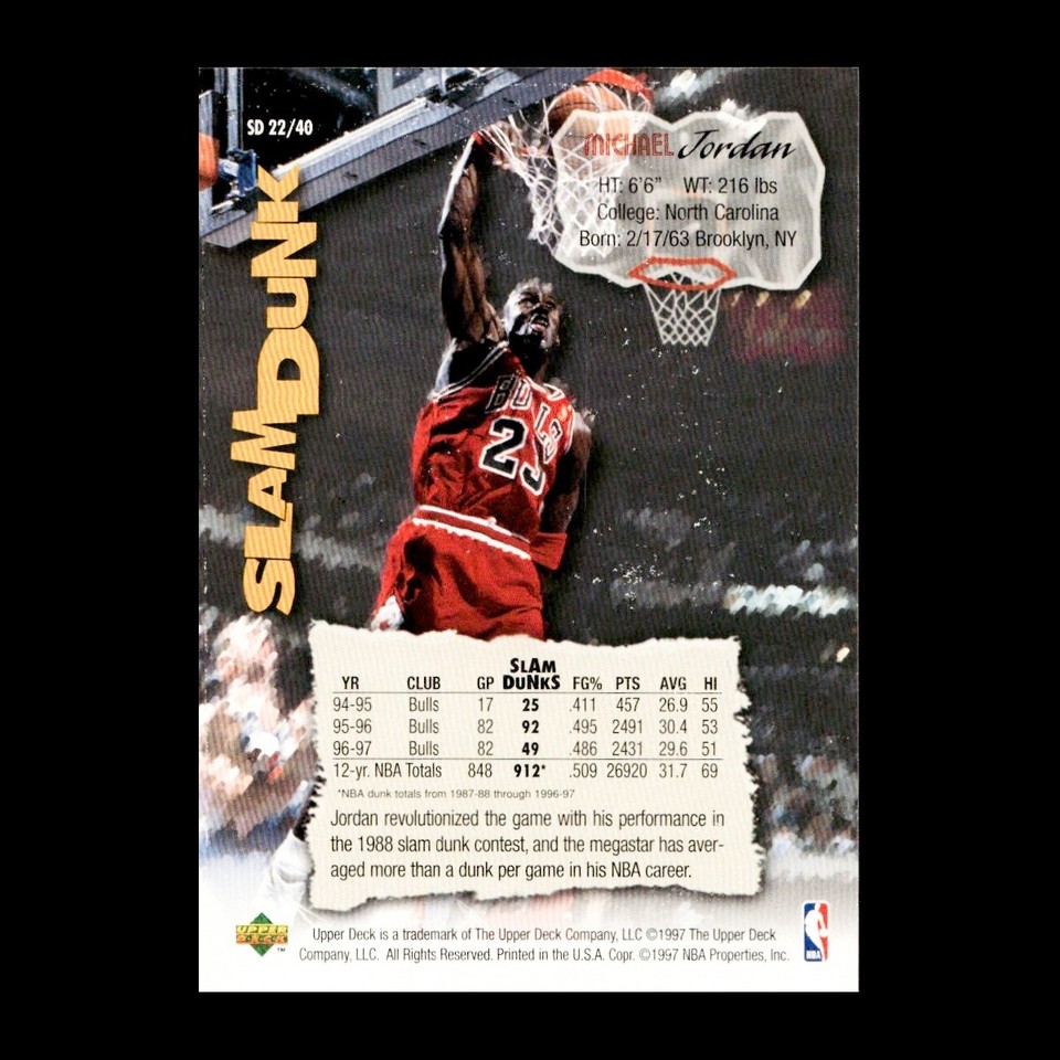 Michael Jordan 1997-98 Upper Deck Nestle Slam Dunk Card Chicago Bulls #SD22 | eBay