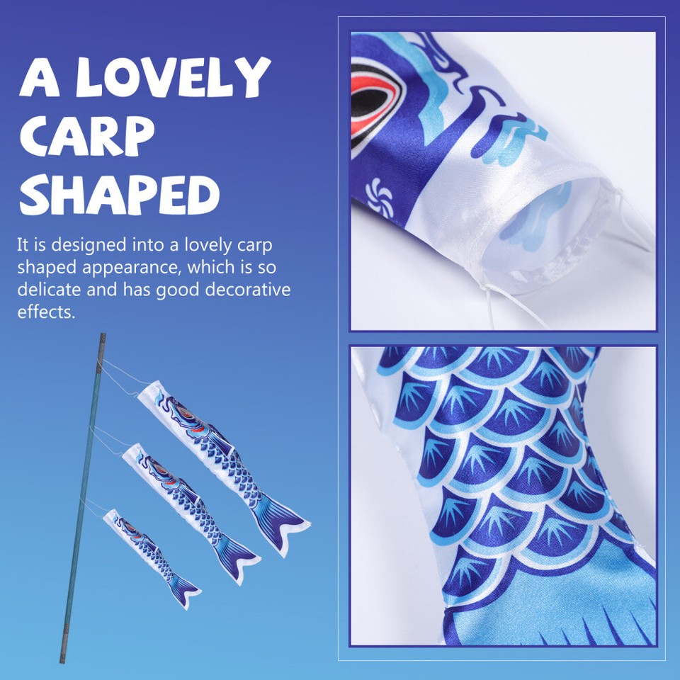 3Pcs japanese fish flag Windsocks Japan Windsock Fish Hanging Decor | eBay