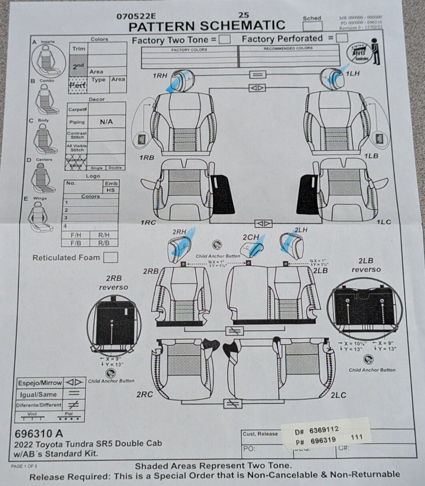 For Toyota Tundra Double Cab SR SR5 2022-2025 Grey Leather Seat Covers ...