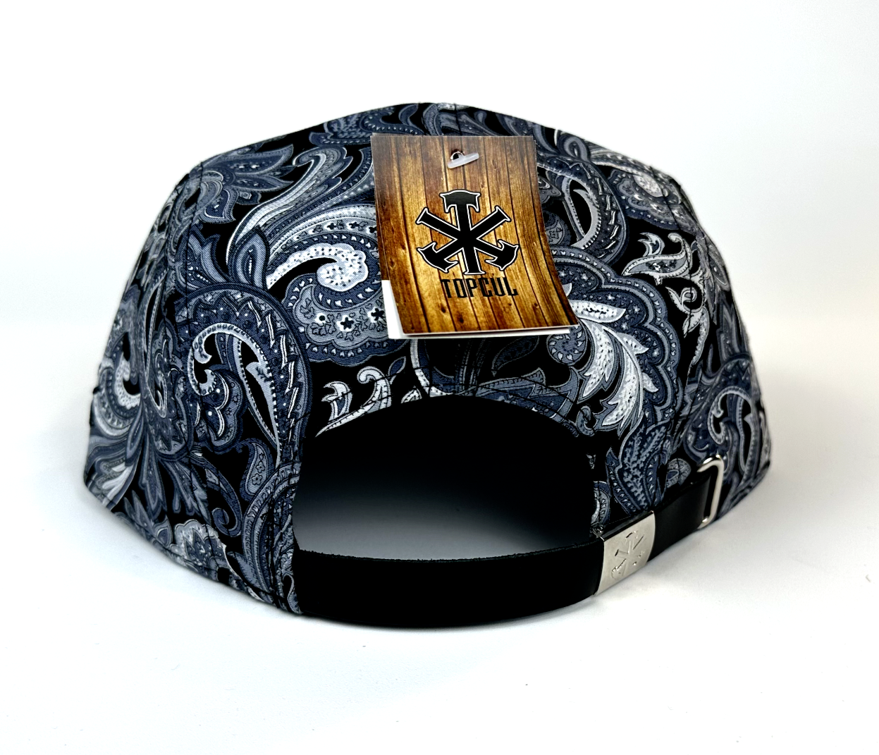 TopCul 5 Panel Imagine Strapback Baseball Cap Hat Paisley Grey White ...