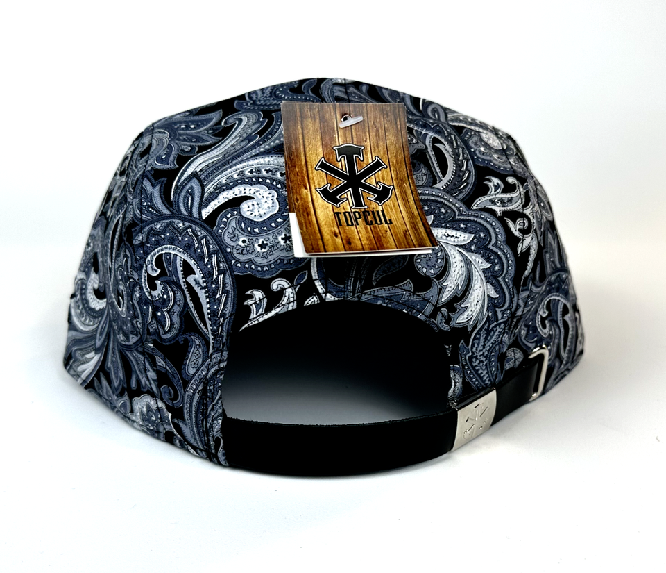 TopCul 5 Panel Imagine Strapback Baseball Cap Hat Paisley Grey White ...